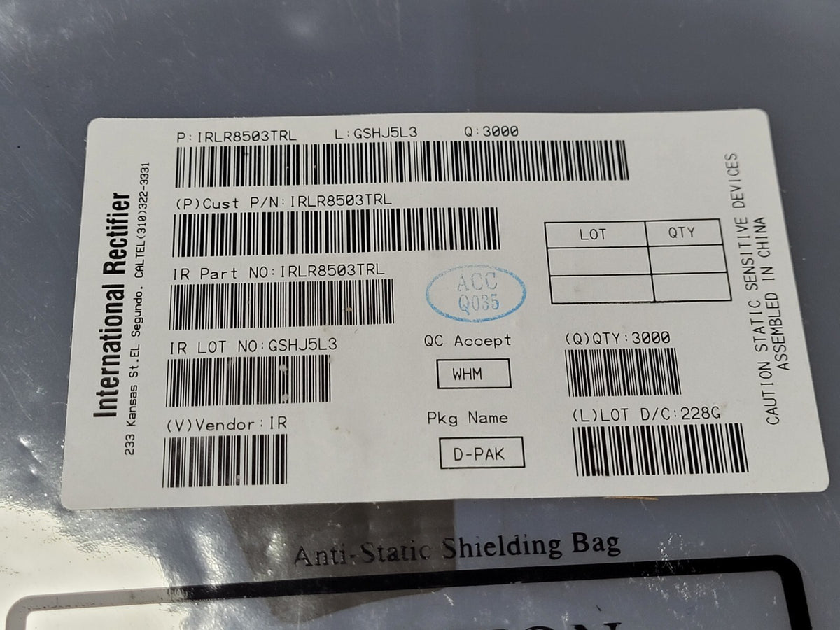 (25 PCS) IRLR8503, IRLR8503TRL IR MOSFET N-CH 30V 44A DPAK – Specialty ...